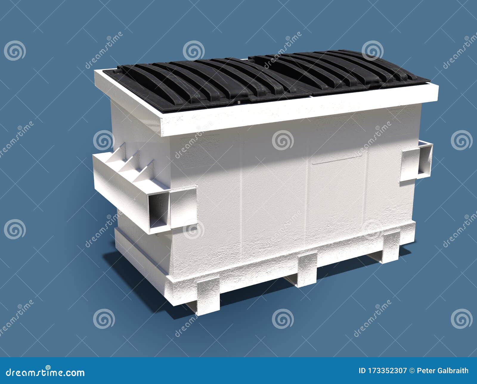 White Dumpster with Closed Lids 3d Render Stock Image - Illustration of ...
