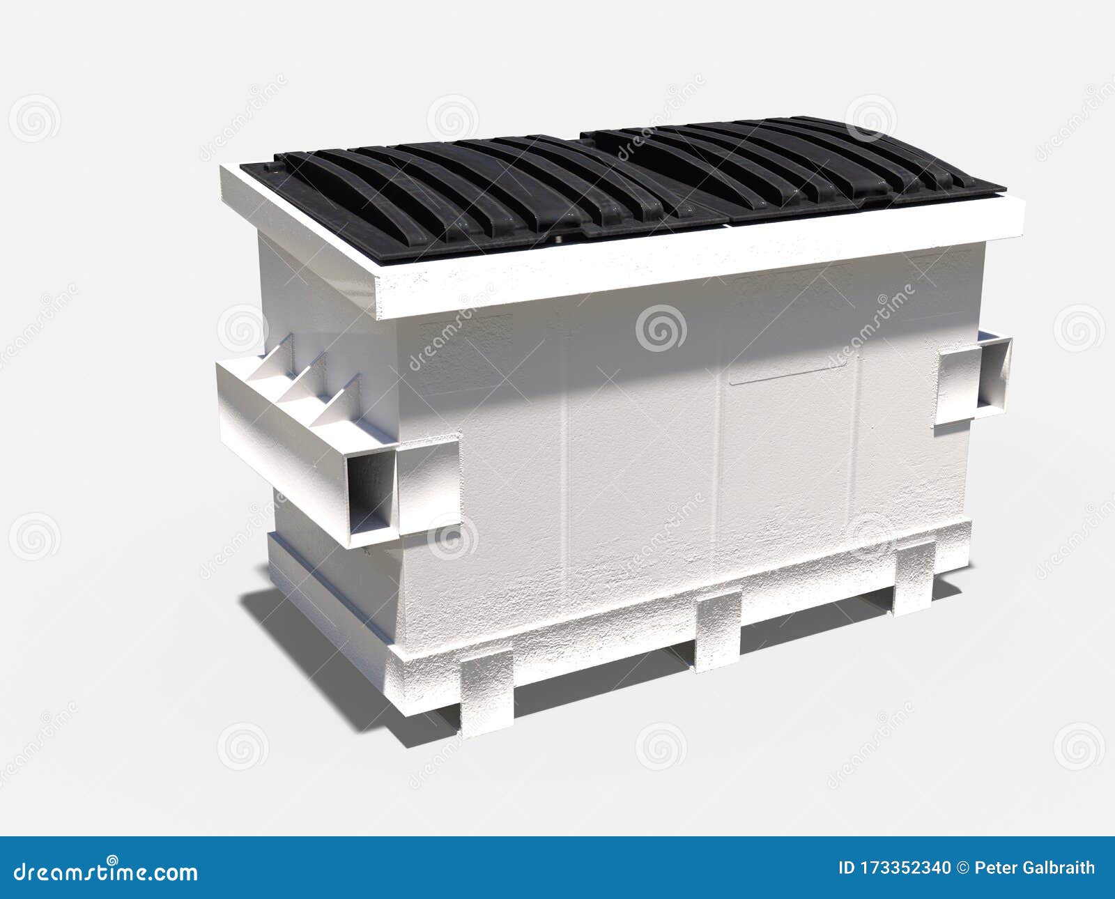 White Dumpster with Closed Lids 3d Render Stock Photo - Illustration of ...