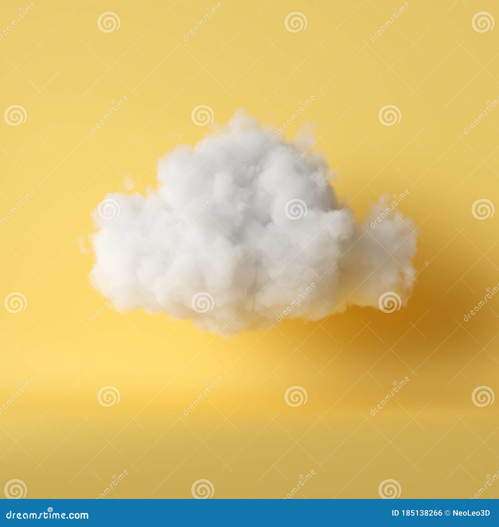 3d Render, White Fluffy Cloud Levitating Inside the Room. Object ...