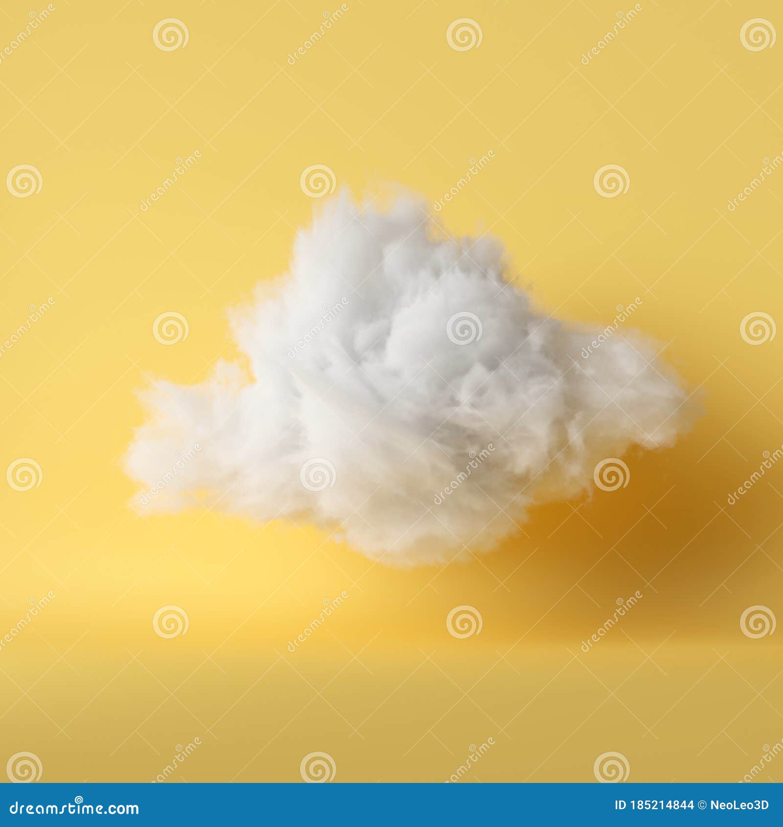 3d Render, White Fluffy Cloud Levitating Inside the Room. Object ...