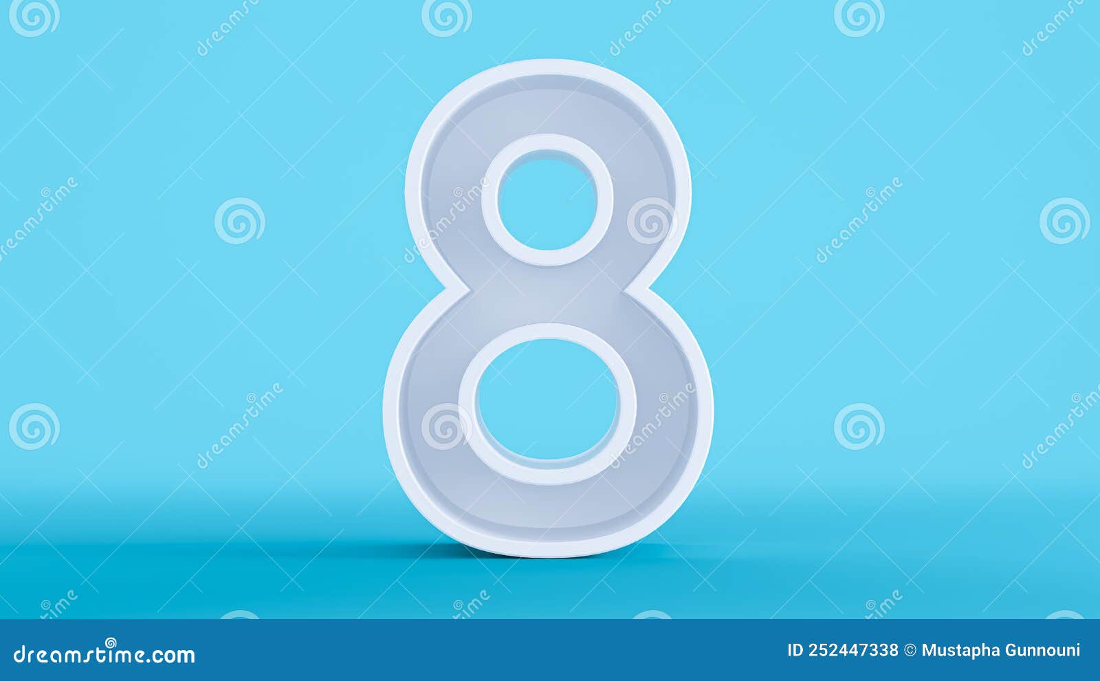 White Number Eight Isolated on a Colorful Blue Background, Number 8 ...