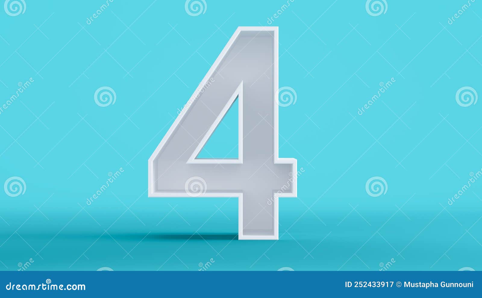 White Number Four Isolated on a Colorful Blue Background, Number 4 ...
