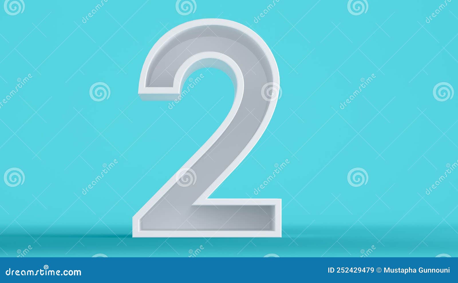 White Number Two Isolated on a Colorful Blue Background, Number 2 Stock ...