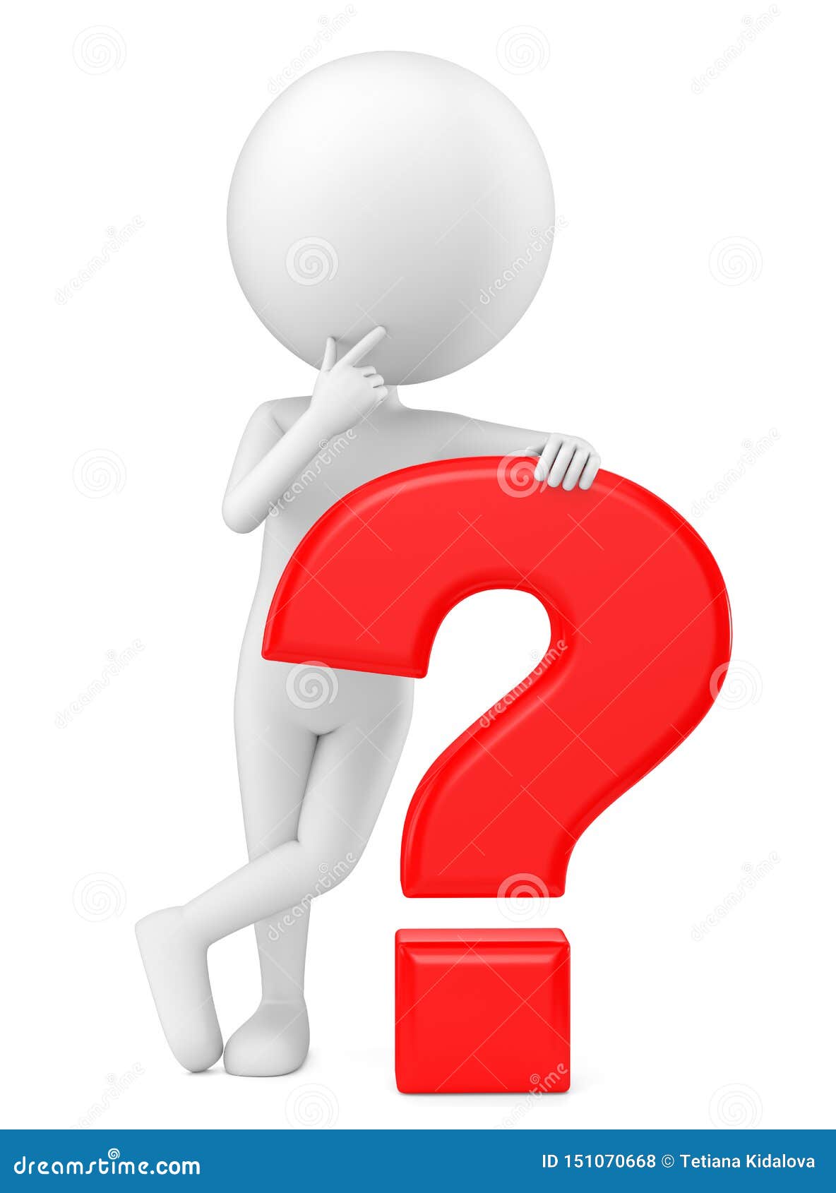 3d Render Illustration. 3d White People With A Question Mark, Isolated ...