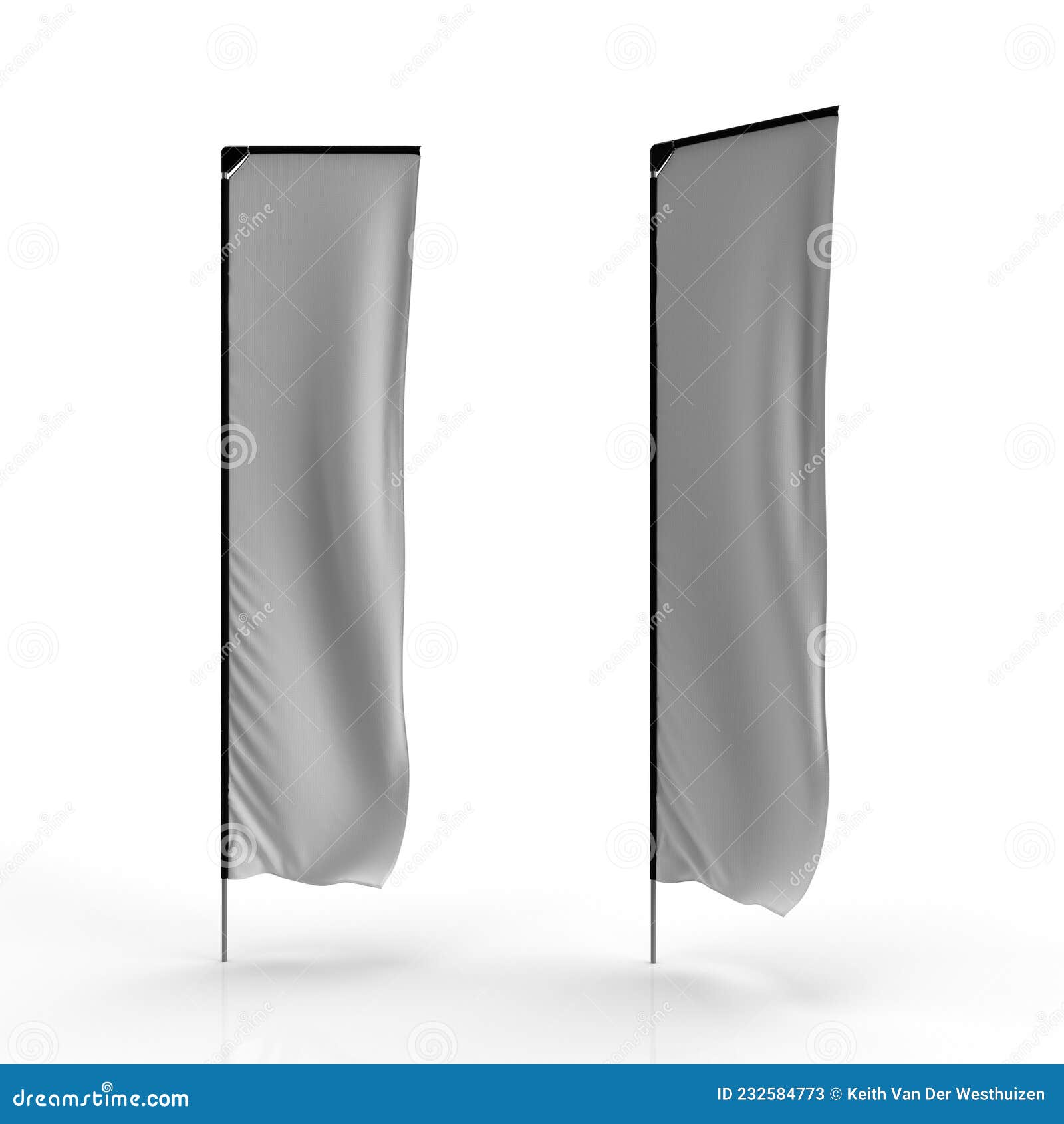 Brandable White Exhibition Telescopic Banner Flags Stock Illustration ...