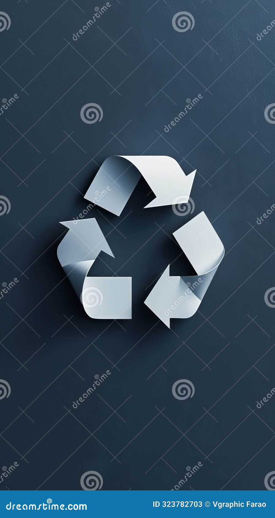 3d Render of White Recycling Symbol on Dark Blue Background ...