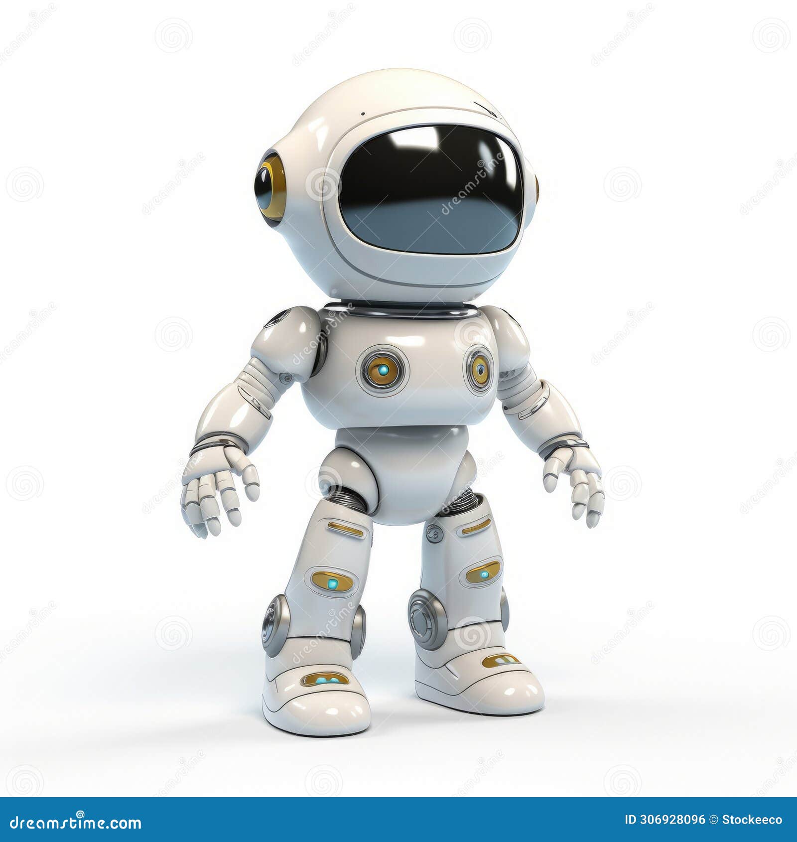3d Render of White Robot in Tinycore Style Stock Illustration ...