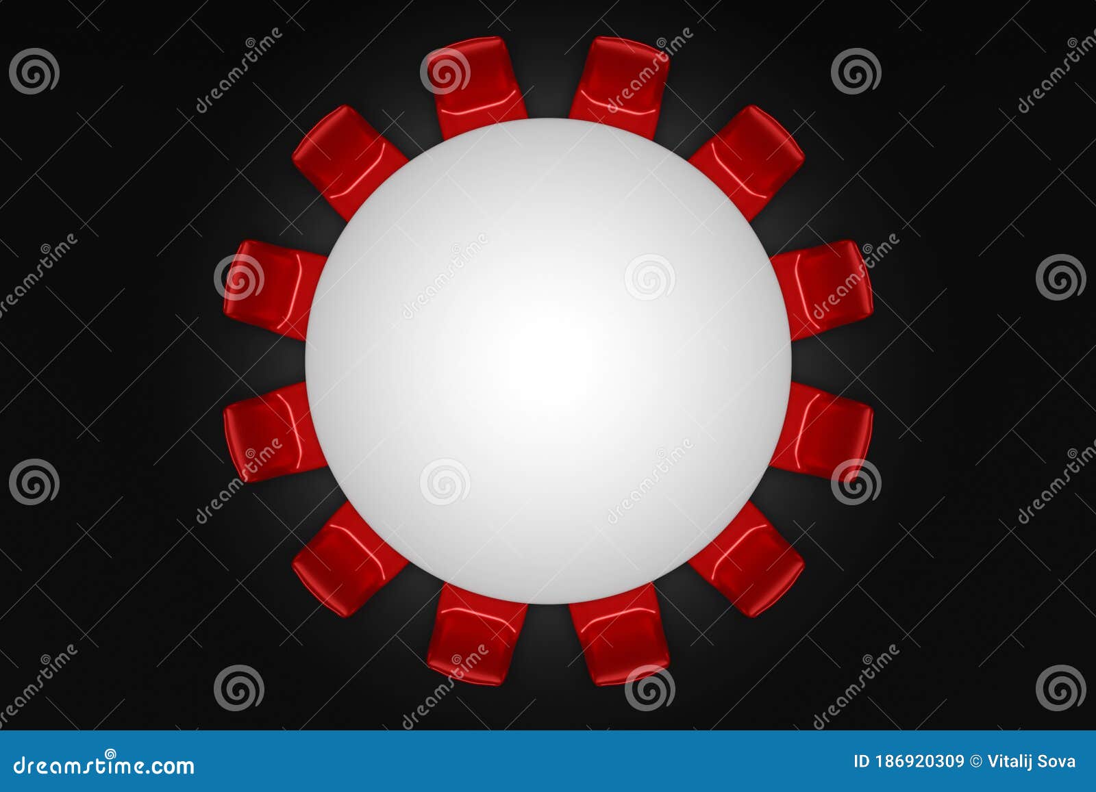 3D Render White Round Table for Negotiations Stock Illustration ...
