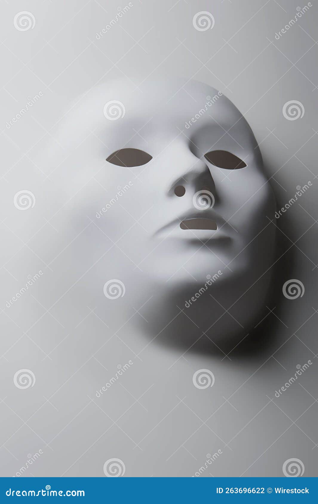 3D Render of a White Surface in the Shape of a Human Mask Stock Photo ...