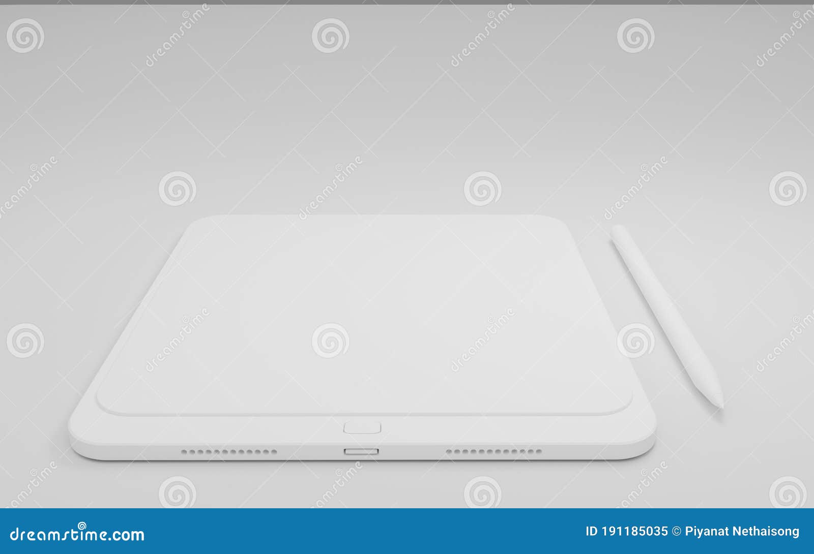 3d Render White Tablet Computer with Blank Black and White Screen ...