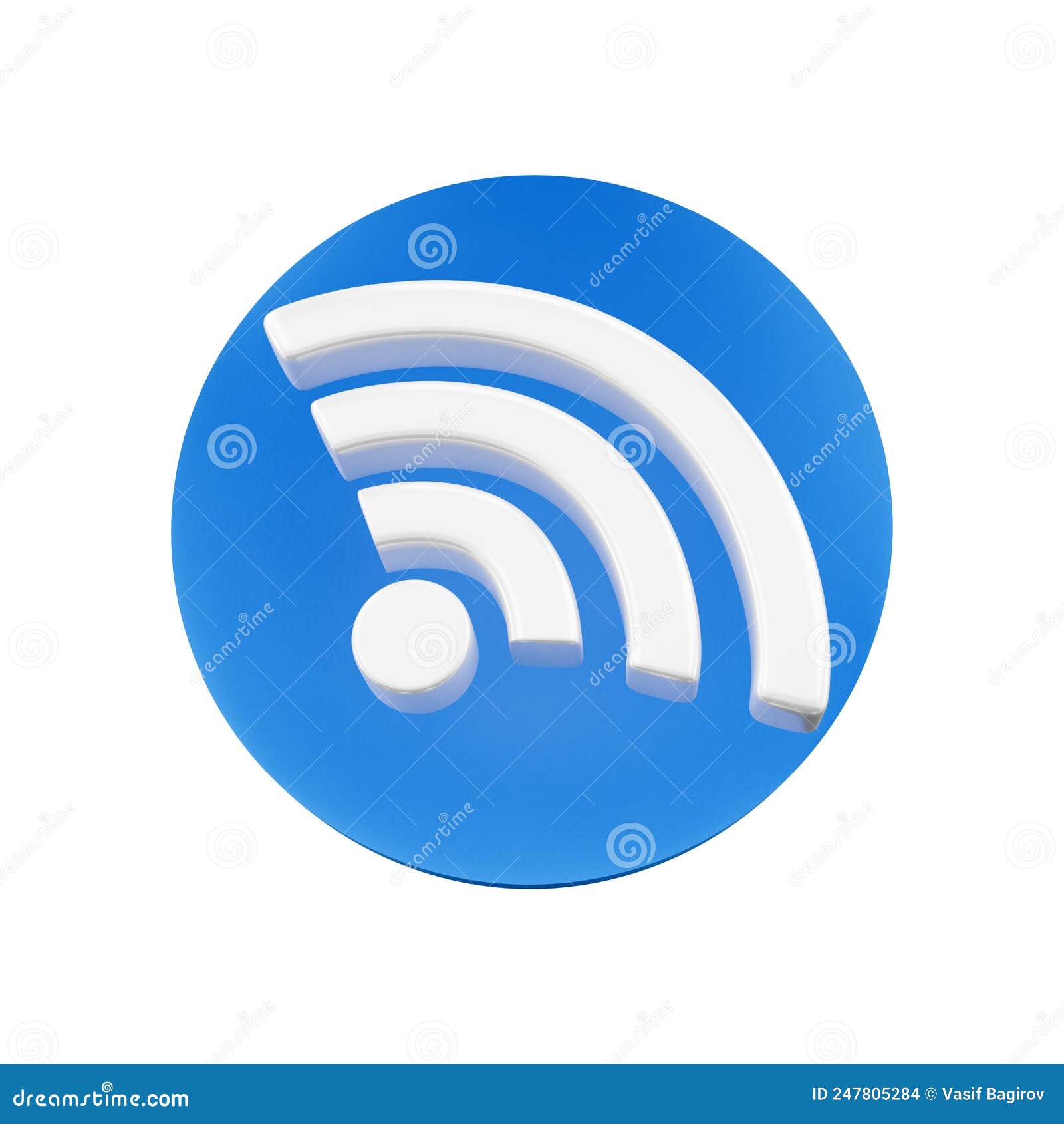 3d Render Wifi Blue Symbol in Blue Circle. 3d Render Wifi in Blue ...