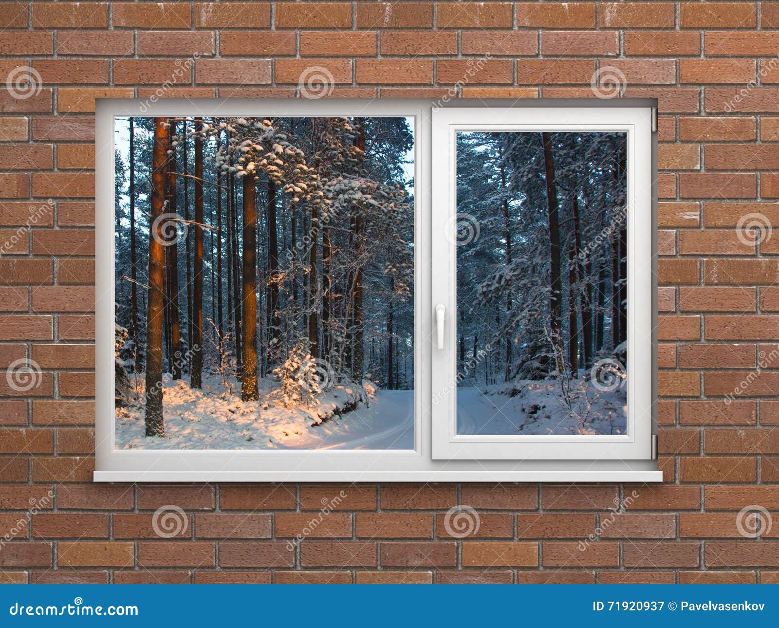 3D Of Render Windows In A Brick Wall Stock Illustration - Illustration ...