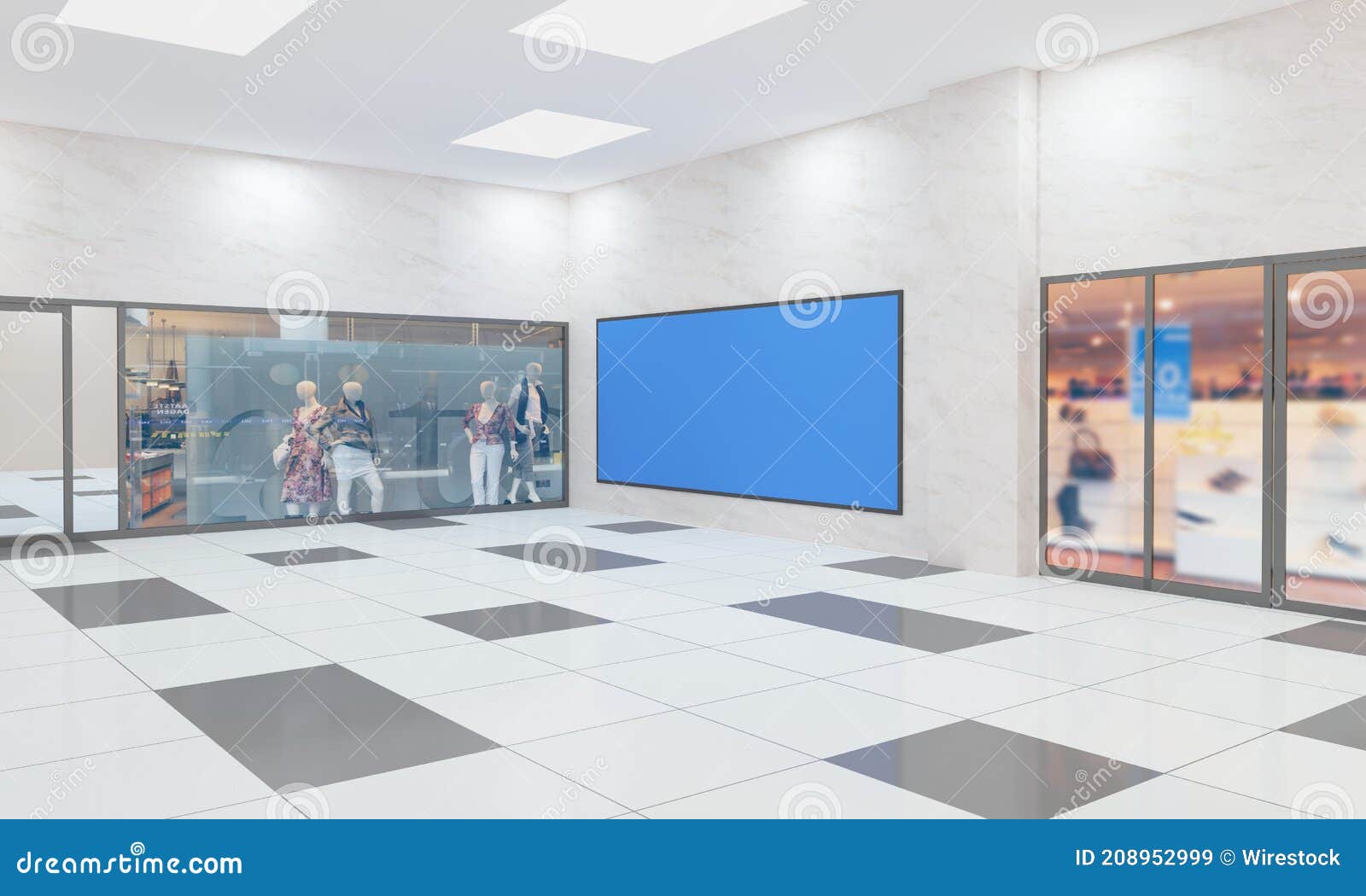 3d Render of the Windows of Shops Inside a Shopping Mall Stock ...