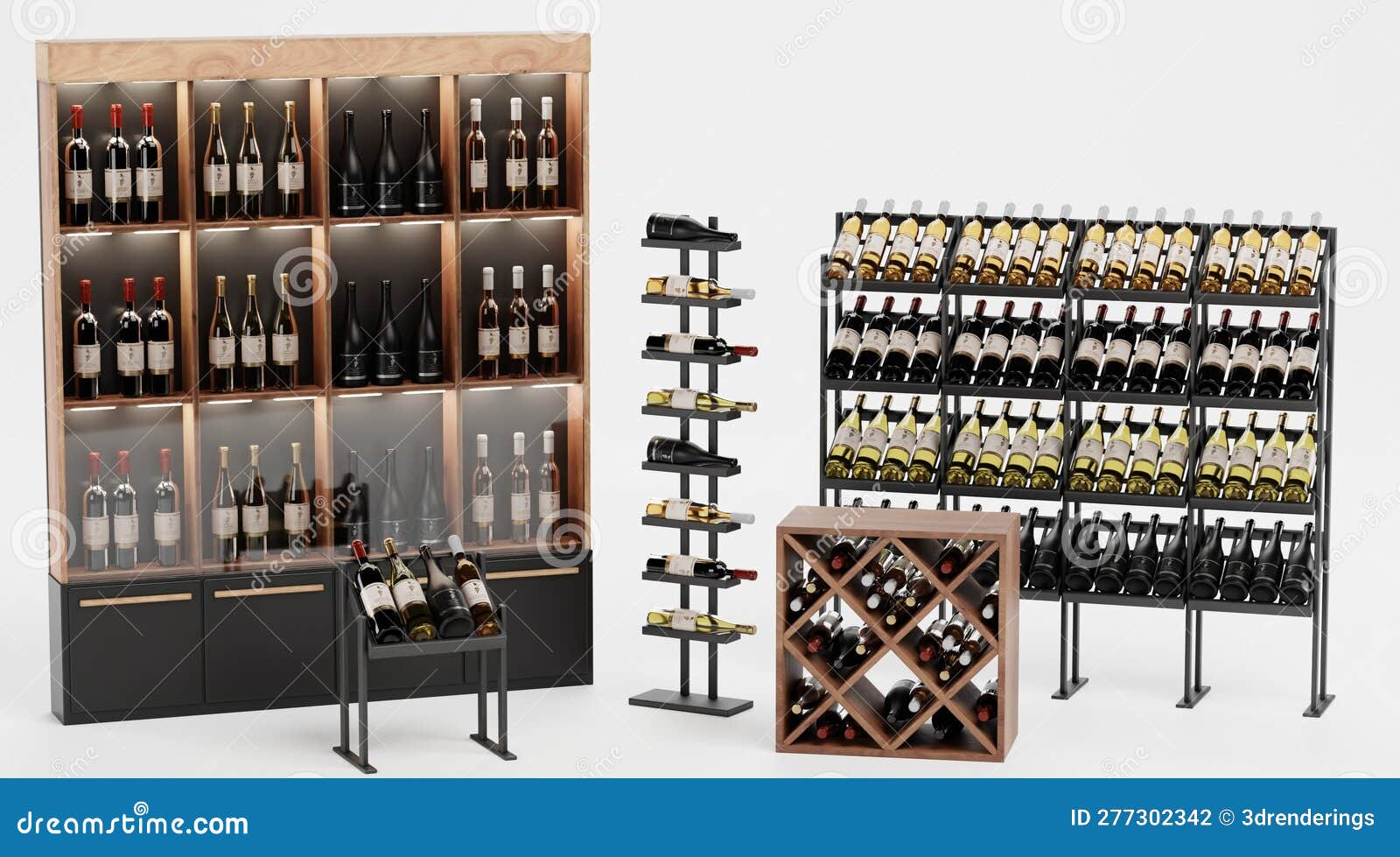3D Render of Wines on Racks Stock Illustration - Illustration of racks ...