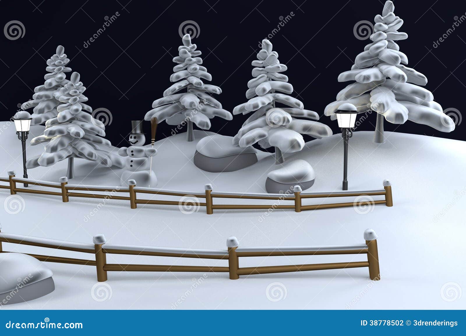 3d render of winter scene stock illustration. Illustration of scenery ...