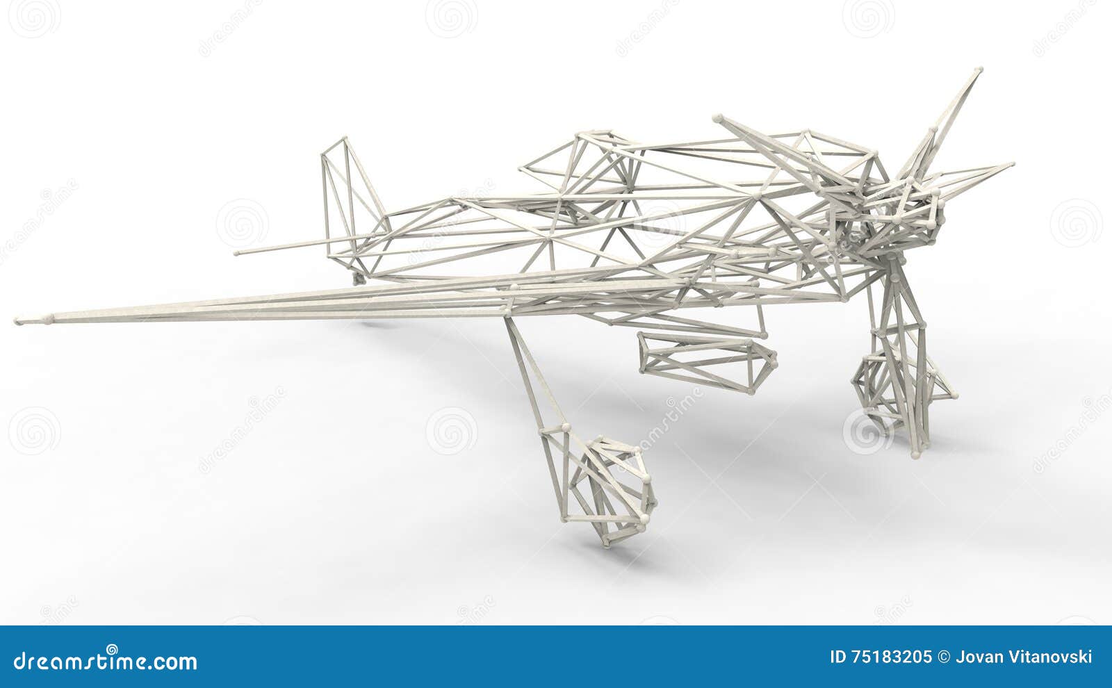 3d Render - Wire Frame Model of Airplane with Lattice Effect Stock ...