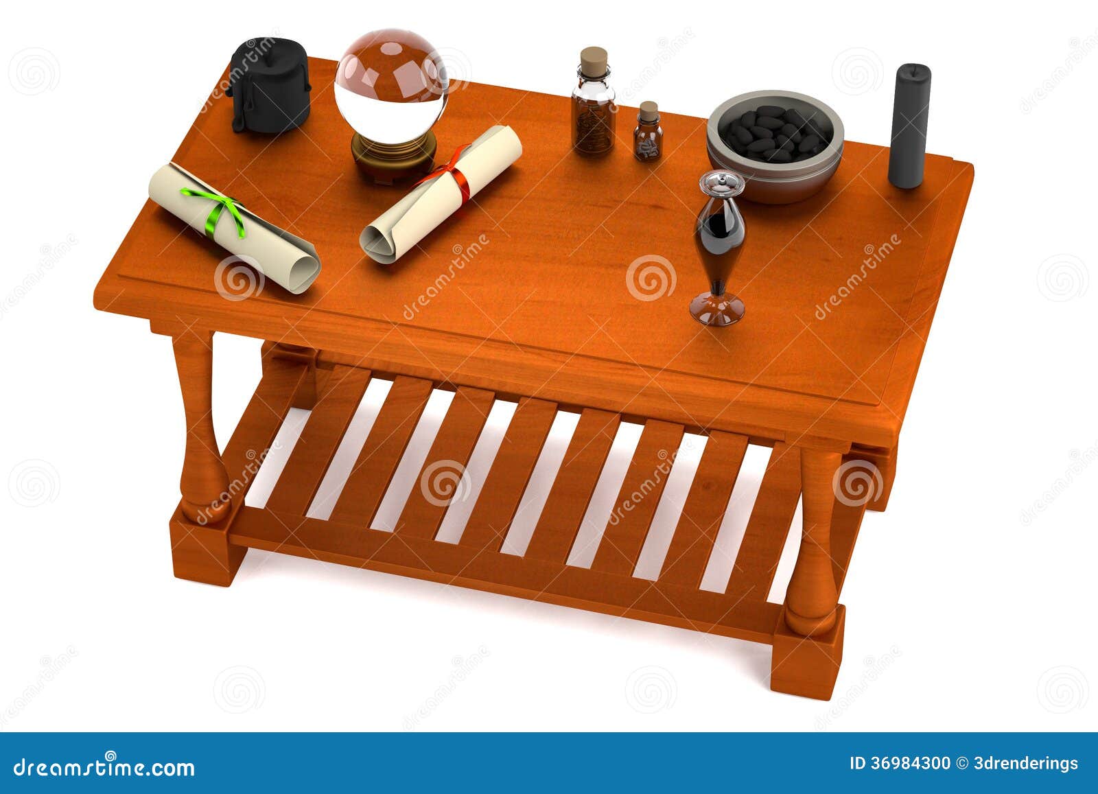 3d render of wizards table stock illustration. Illustration of witch ...