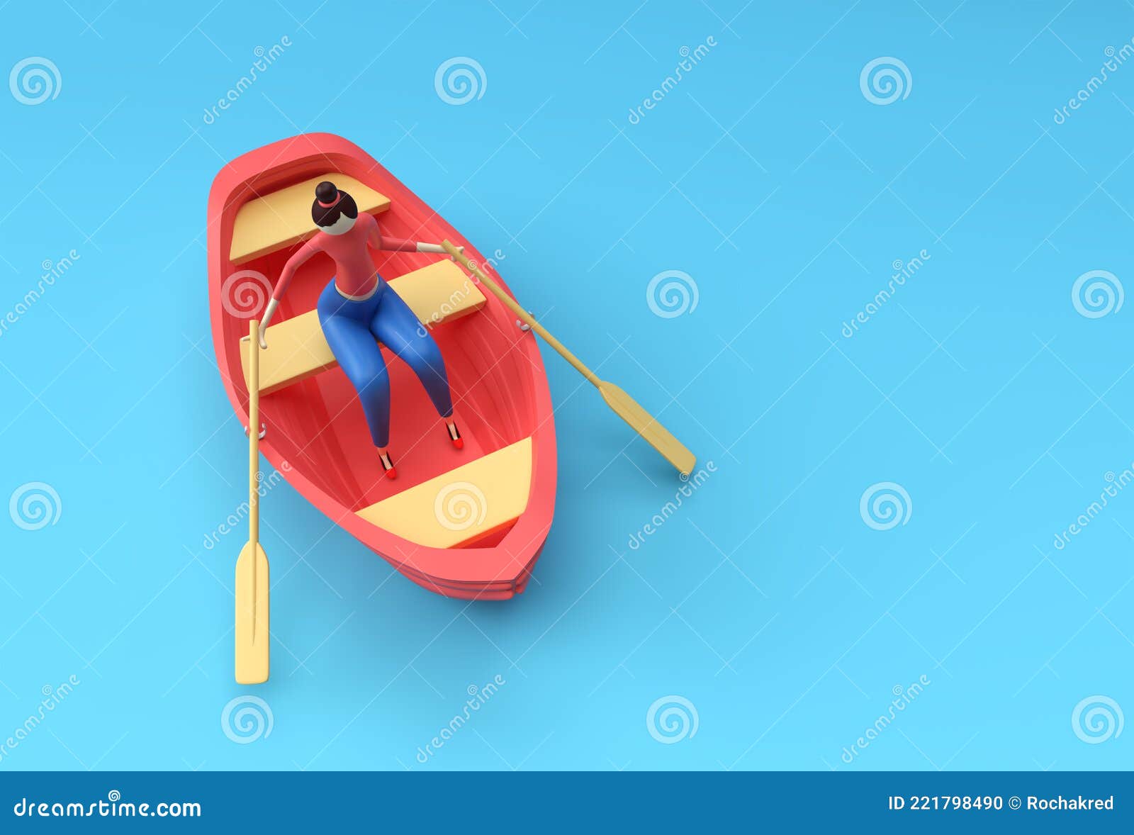 3d Render of a Woman Fun on Boat 3d Illustration Stock Illustration ...