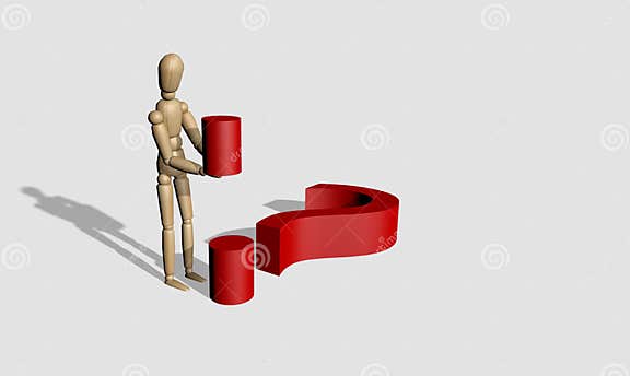 3D Render Wooden Dummy Look a Question Stock Illustration ...