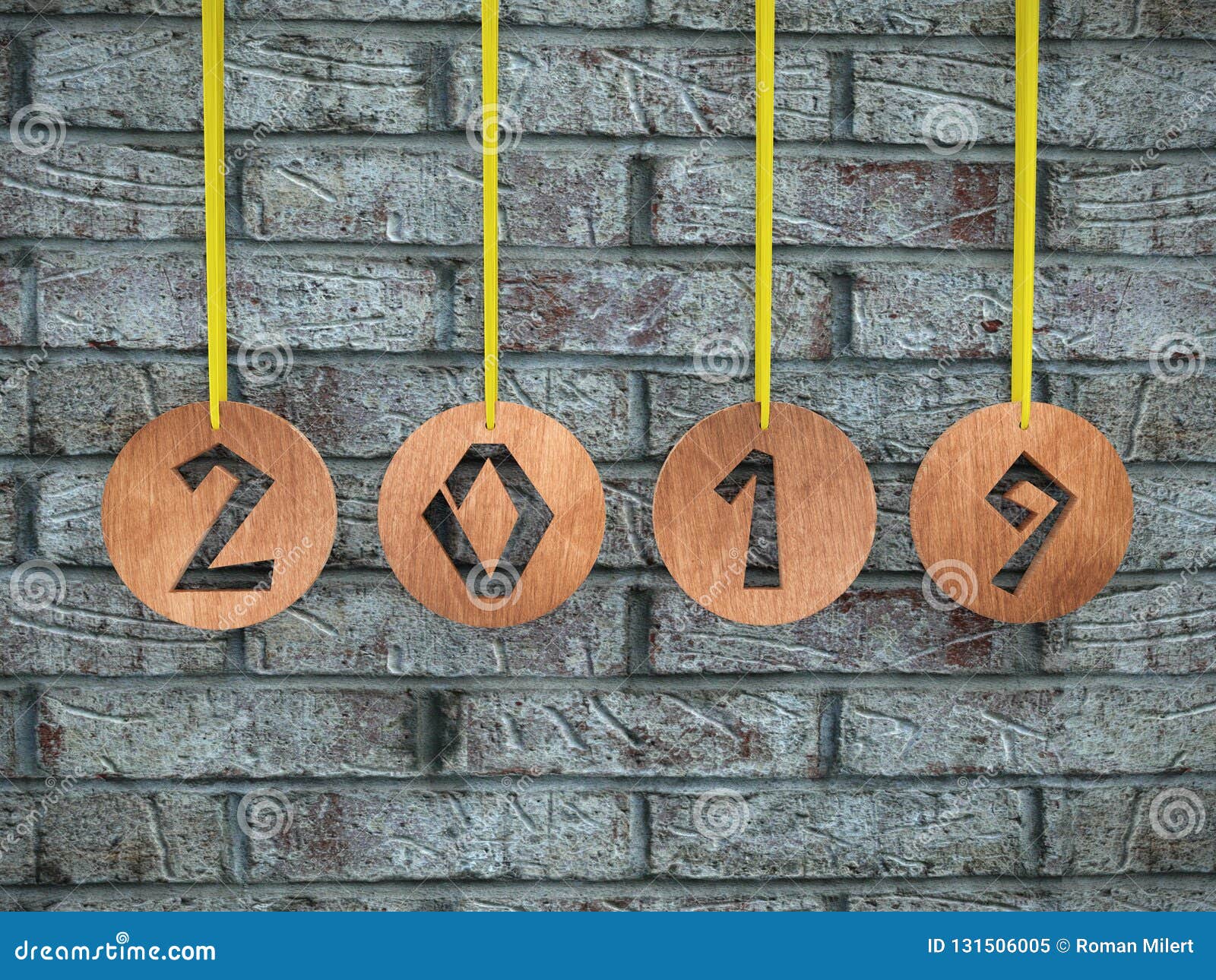 Wooden Ringlets with Cut Out 2019 Date Stock Illustration ...