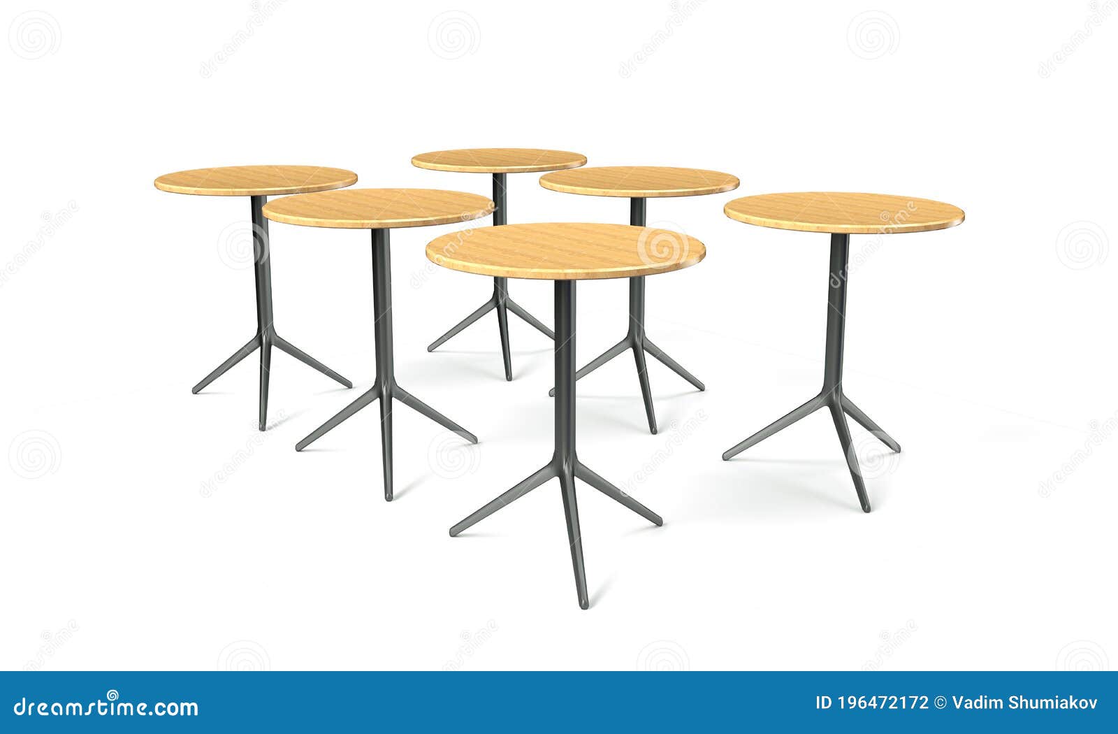 3d render of wooden tables stock illustration. Illustration of business ...