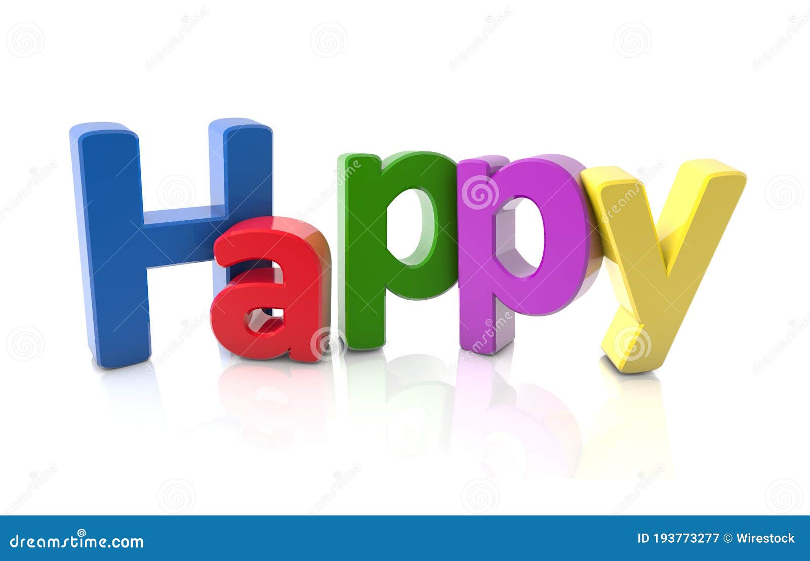 3d Render of the Word Happy with Colorful Letters on a White Background ...