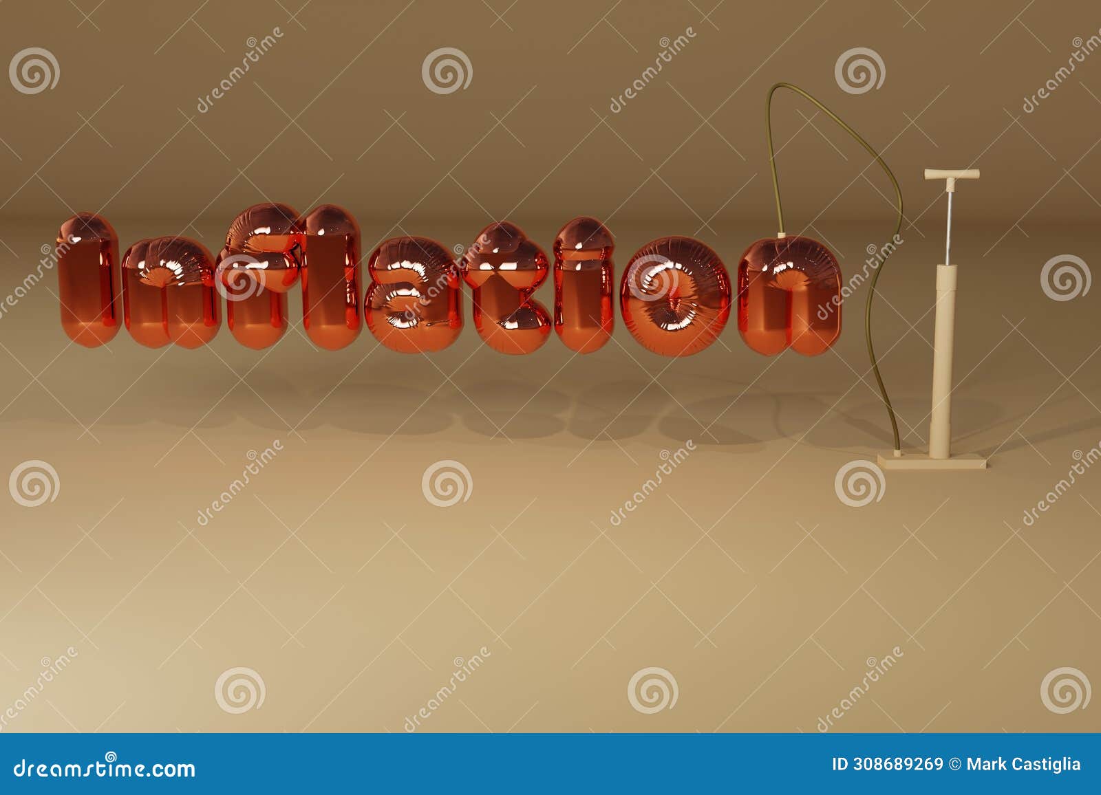 3d Render of Word Inflation Being Pumped Up Stock Illustration ...