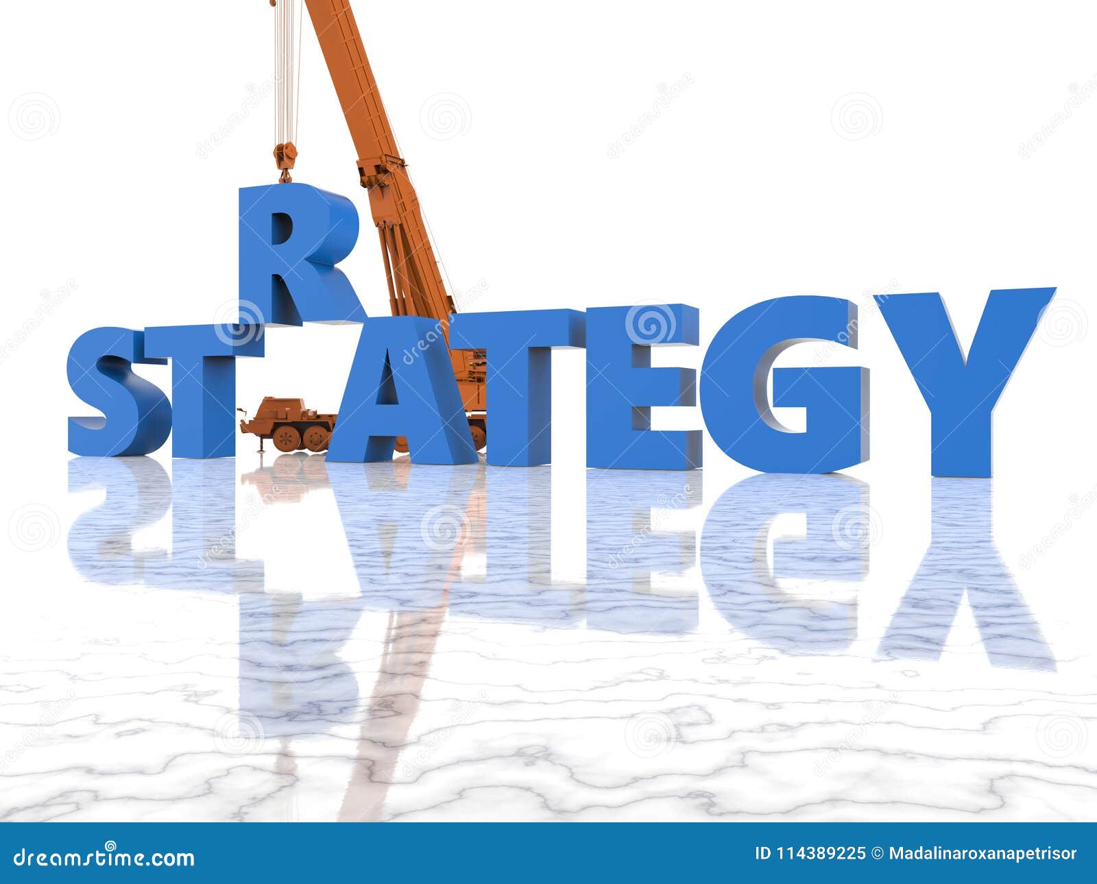 3d Render of the Word Strategy Lifted by a Crane Stock Illustration ...