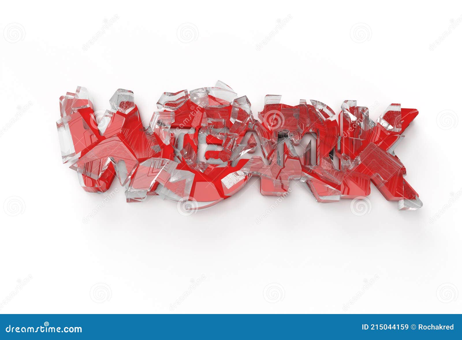 3D Render Work Calligraphic Broken Glass Text Flyer Poster Illustration ...