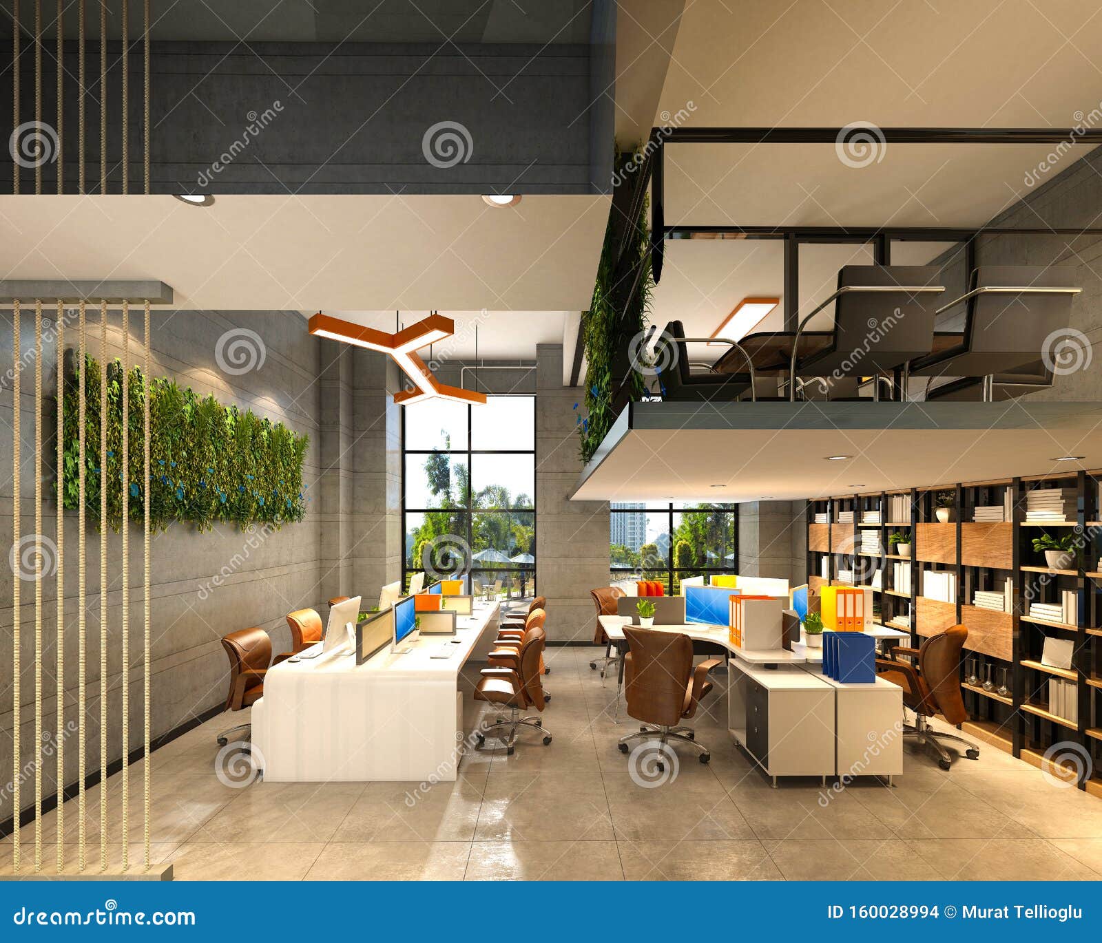 3d Render of Office Interior Stock Illustration - Illustration of ...