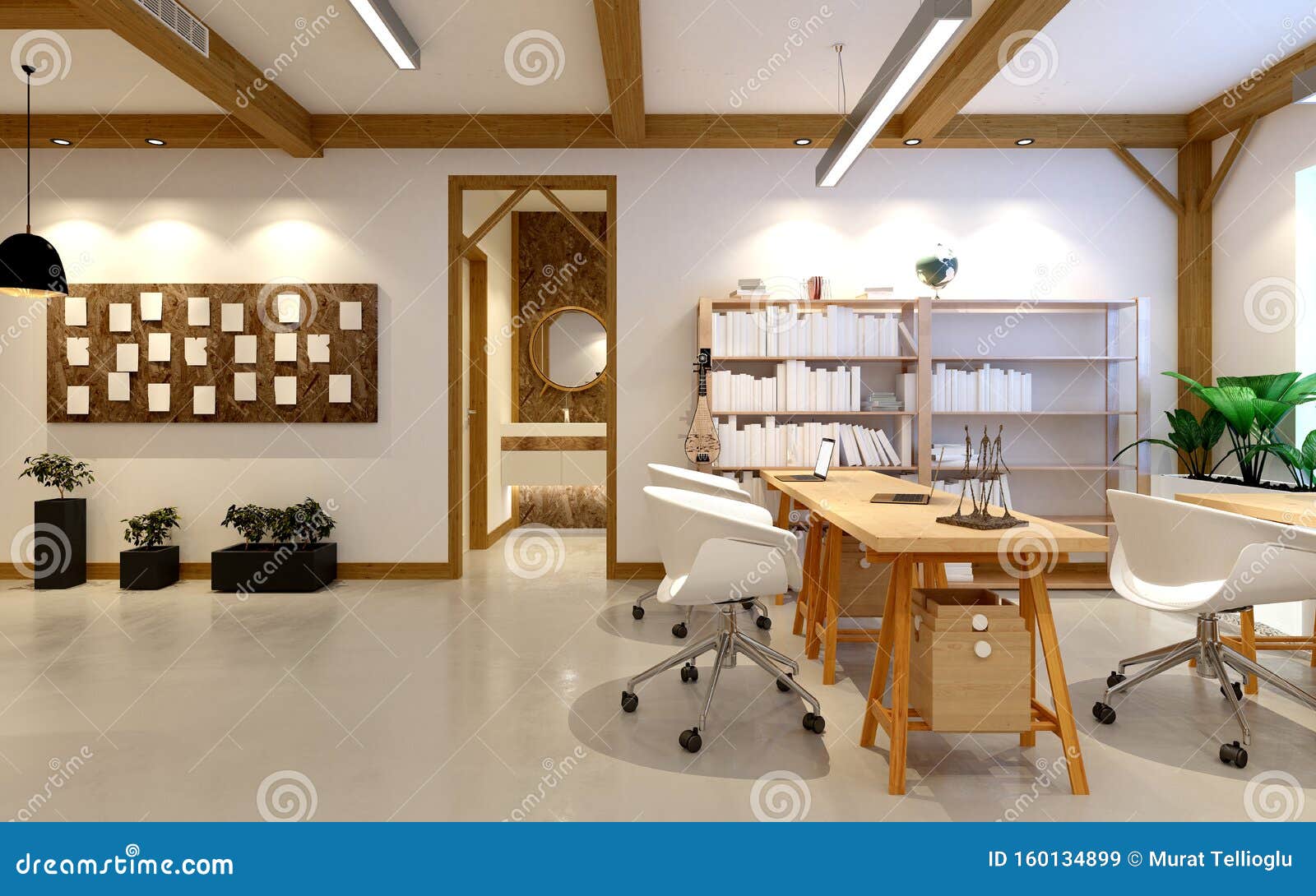 3d Render of Office Interior Stock Illustration - Illustration of ...