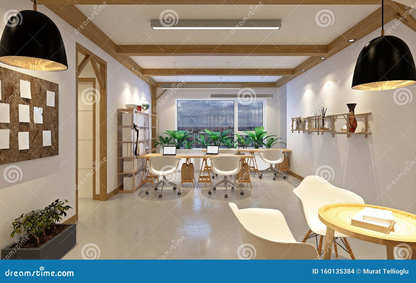 3d Render of Office Interior Stock Illustration - Illustration of ...
