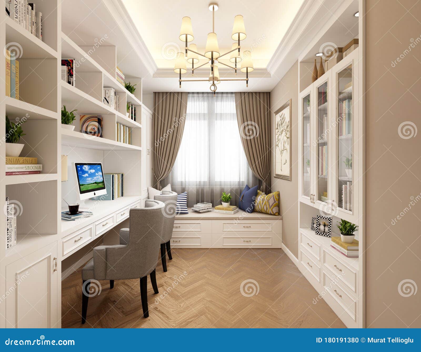 3d render of working rooom stock illustration. Illustration of house ...