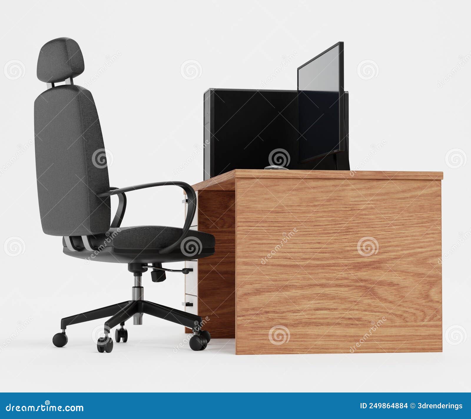 3D Render of Workstation with PC Stock Illustration - Illustration of ...