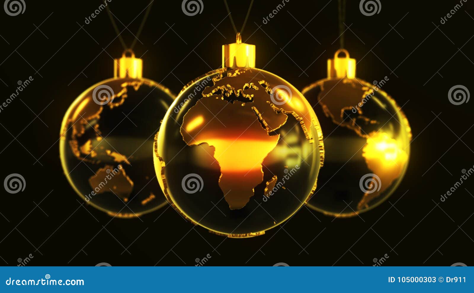 3d Render World Map Globe Ornament Ball Stock Illustration ...