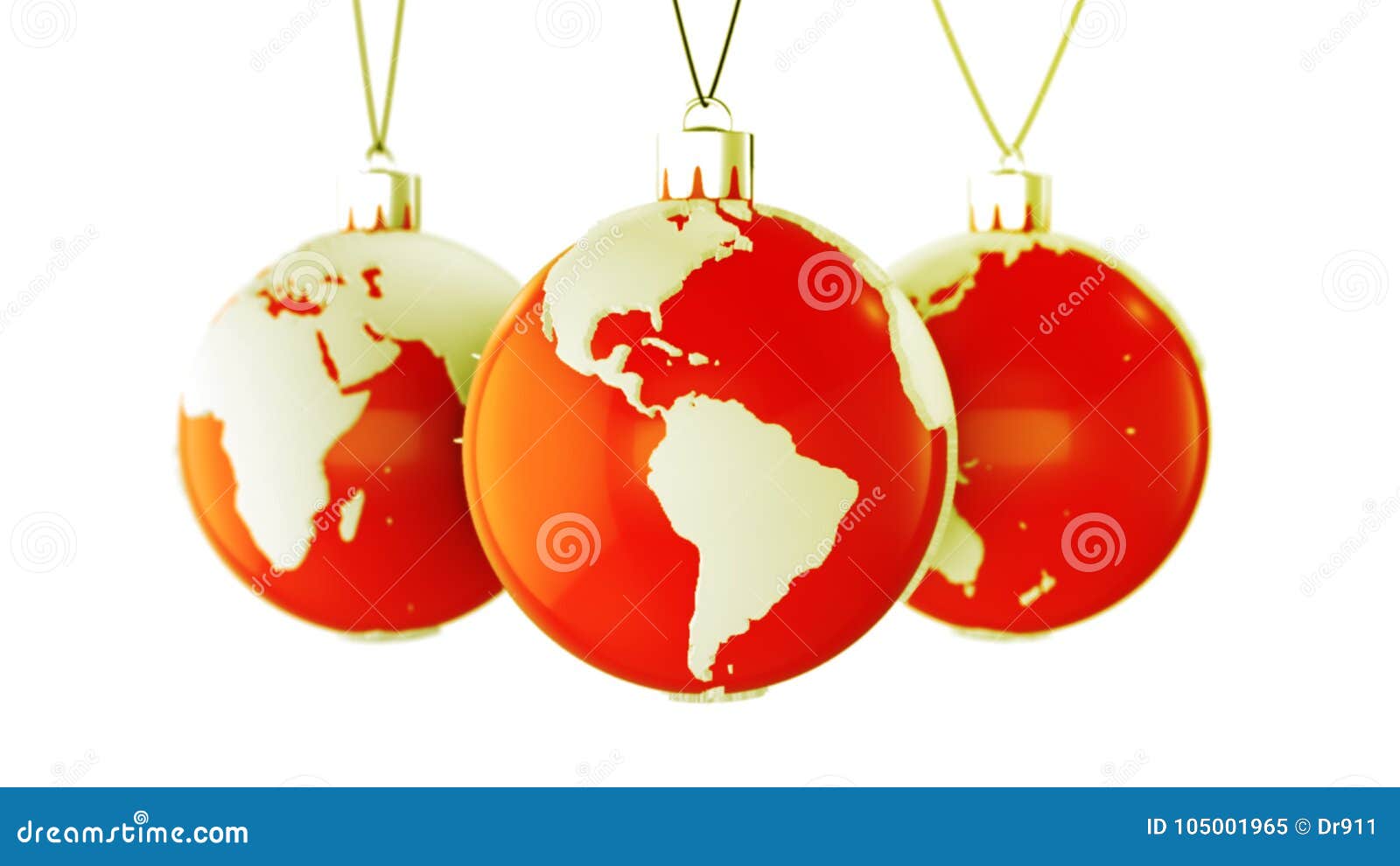 3d Render World Map Globe Ornament Ball Stock Illustration ...
