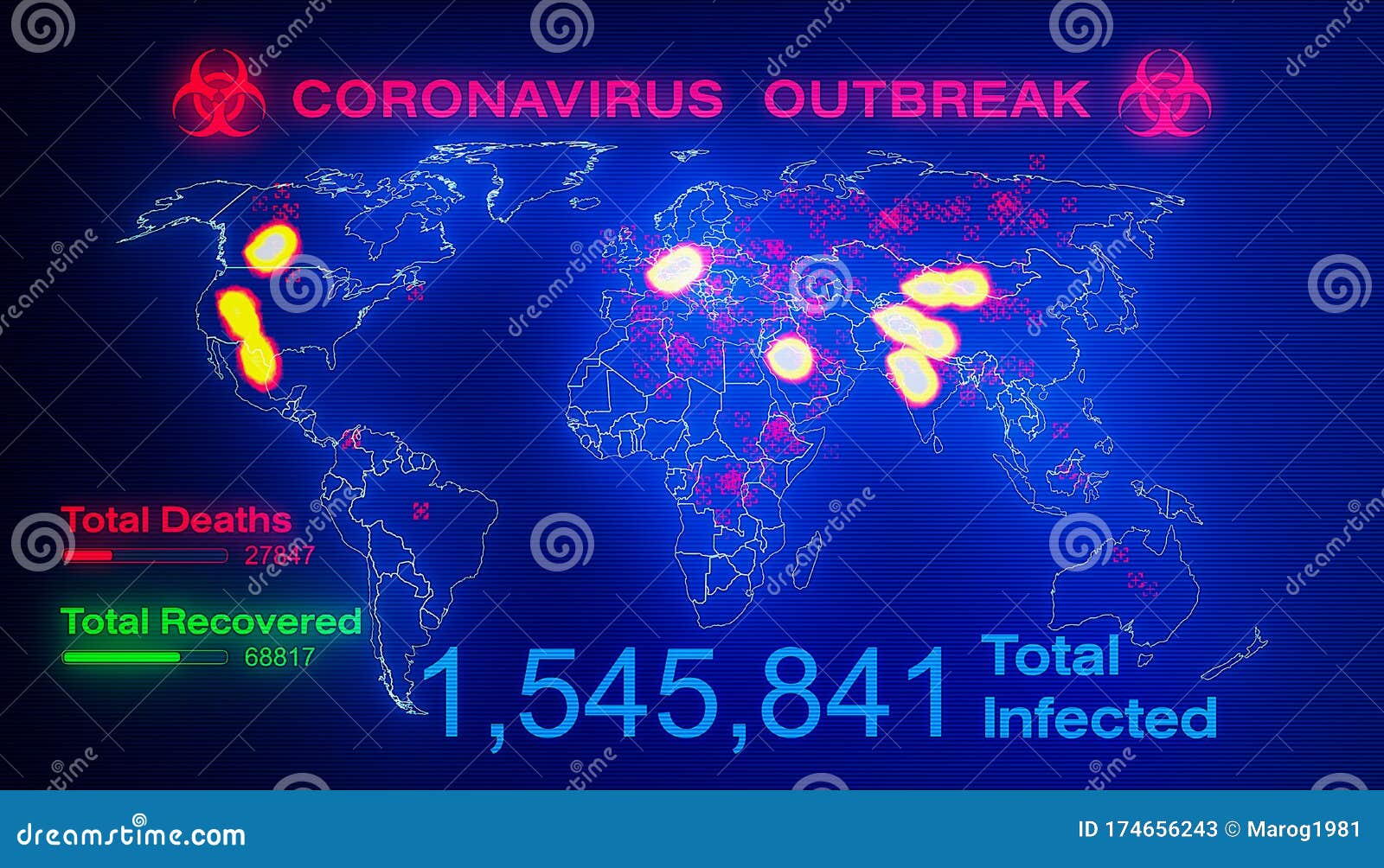 3d Render of a World Map Showing the Outbreak of the Coronavirus Stock ...