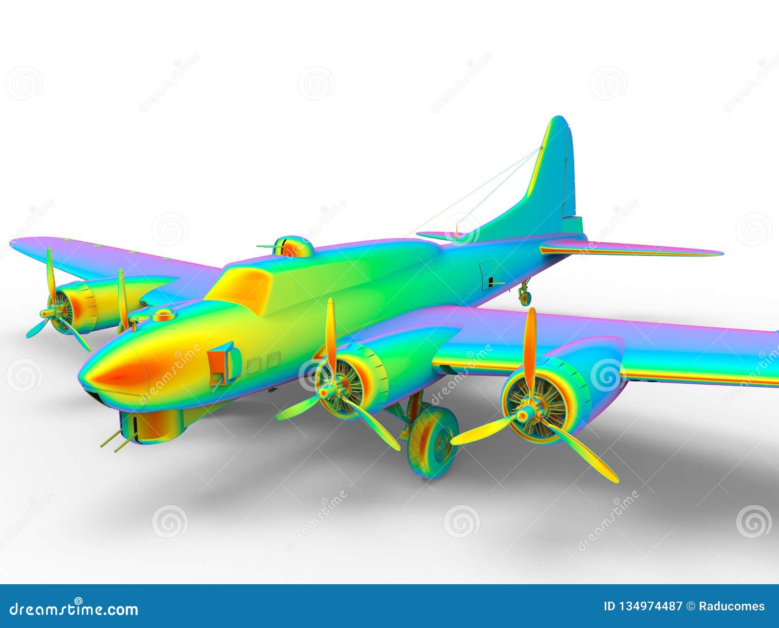 3D Render - Ww2 Bomber in Rainbow Colors Stock Illustration ...