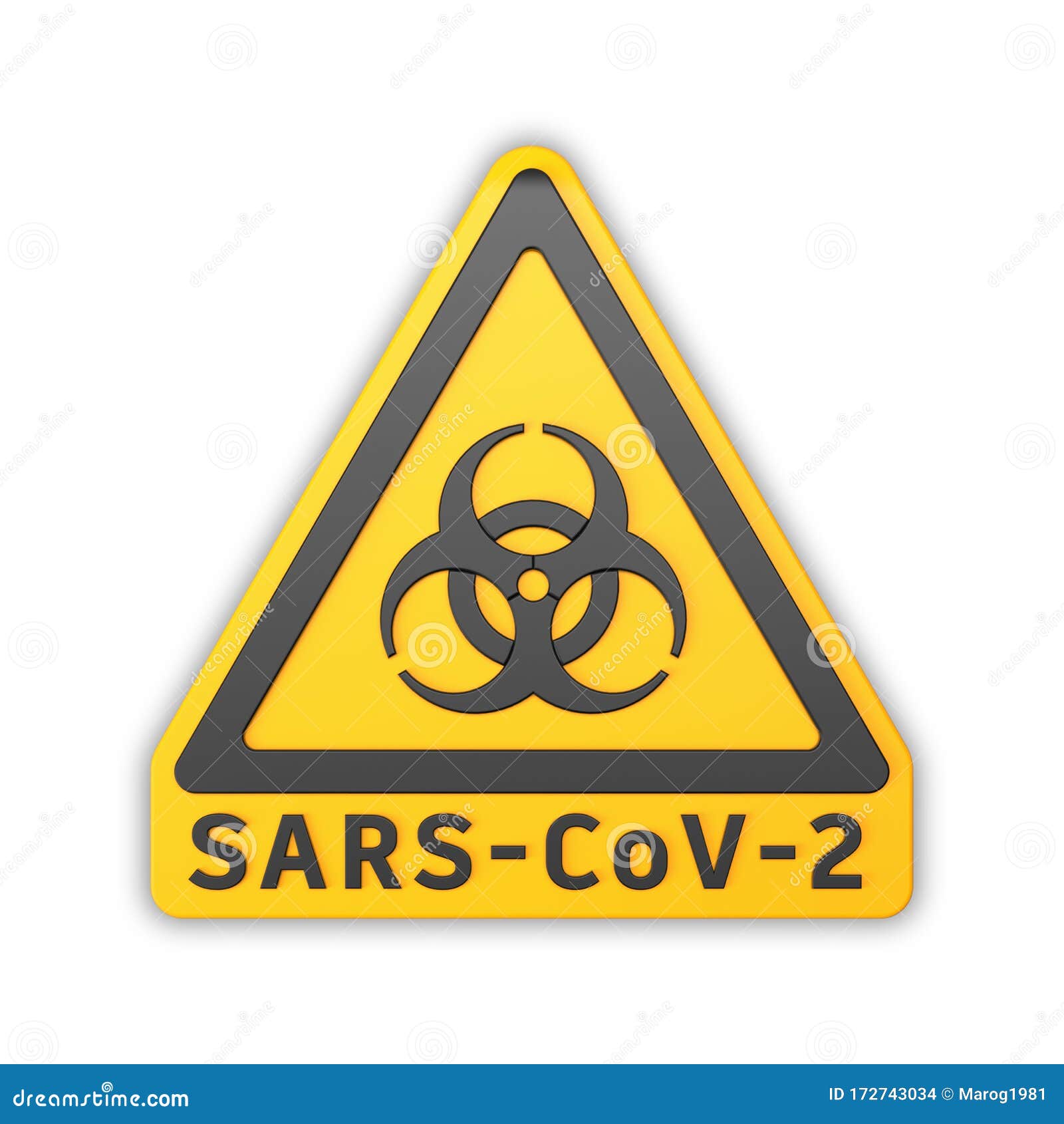 3d Render of a Yellow Biohazard Warning Sign and the Message SARS-CoV-2 ...