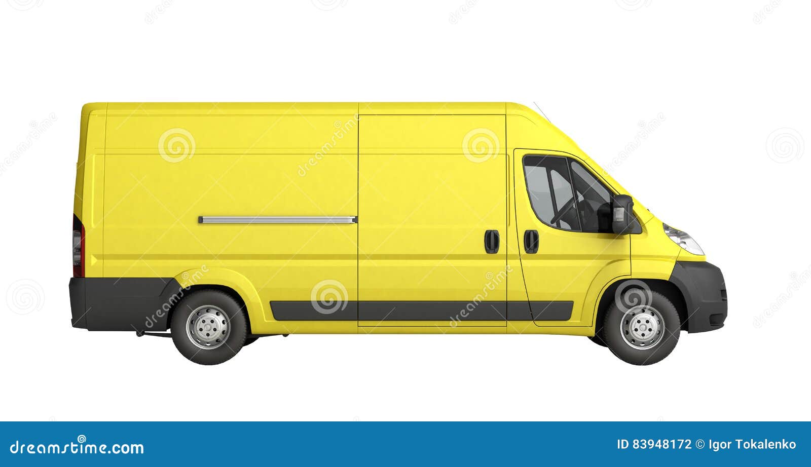 3d Render Yellow Delivery Van Icon No Shadow Stock Illustration ...