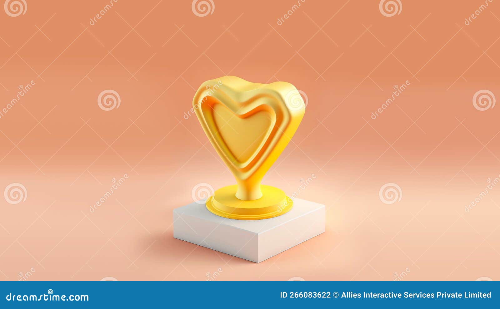 3D Render of Yellow Heart Stand on Stock Illustration - Illustration of ...