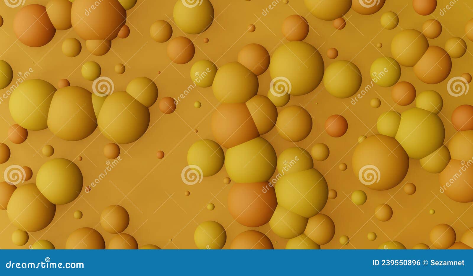 3d Render. Yellow Ochre Background Texture Bubbles Balls Geometric ...