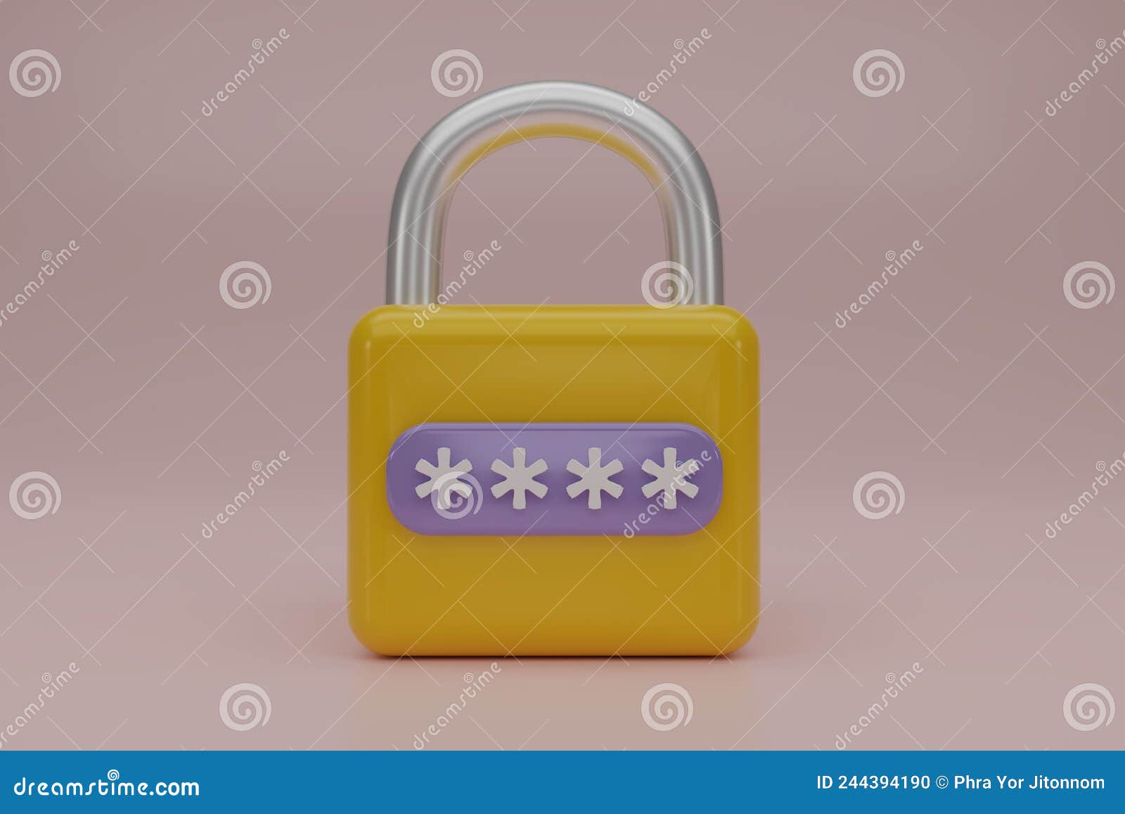 3D Render Yellow Padlock Icon Isolated on Pink Background. Minimal ...
