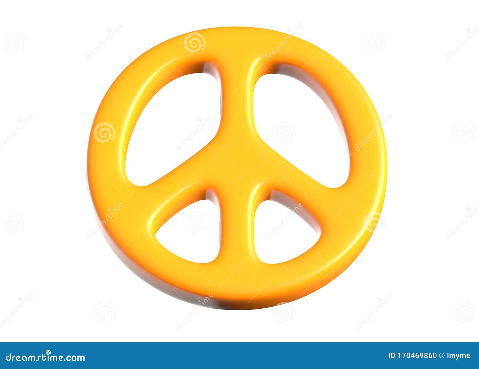 3D Render of Yellow Peace Sign on Isolated White. Stock Illustration ...