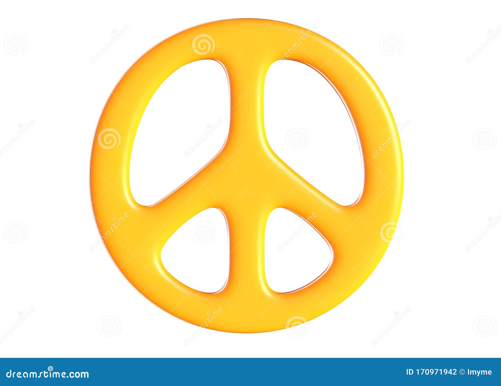 3D Render of Yellow Peace Sign on Isolated White. Stock Illustration ...
