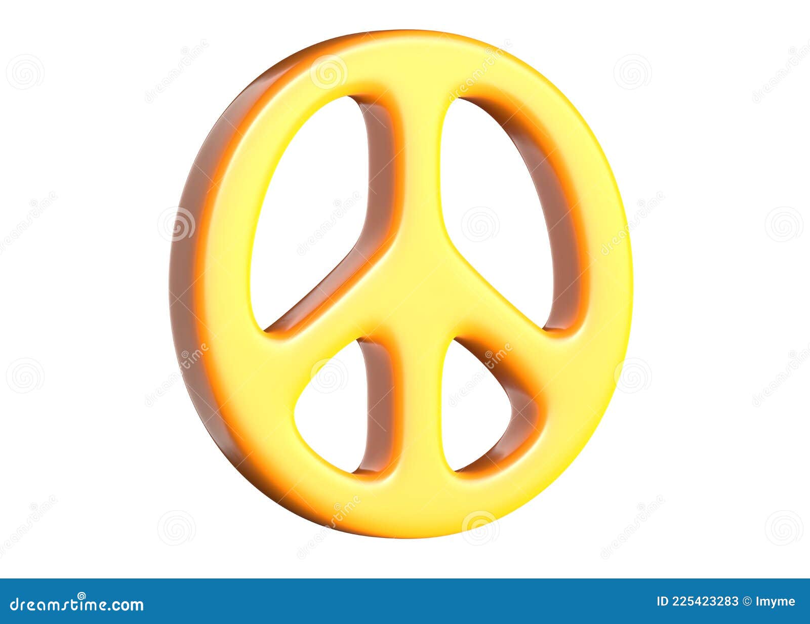 3D Render of Yellow Peace Sign on Isolated White. Stock Illustration ...