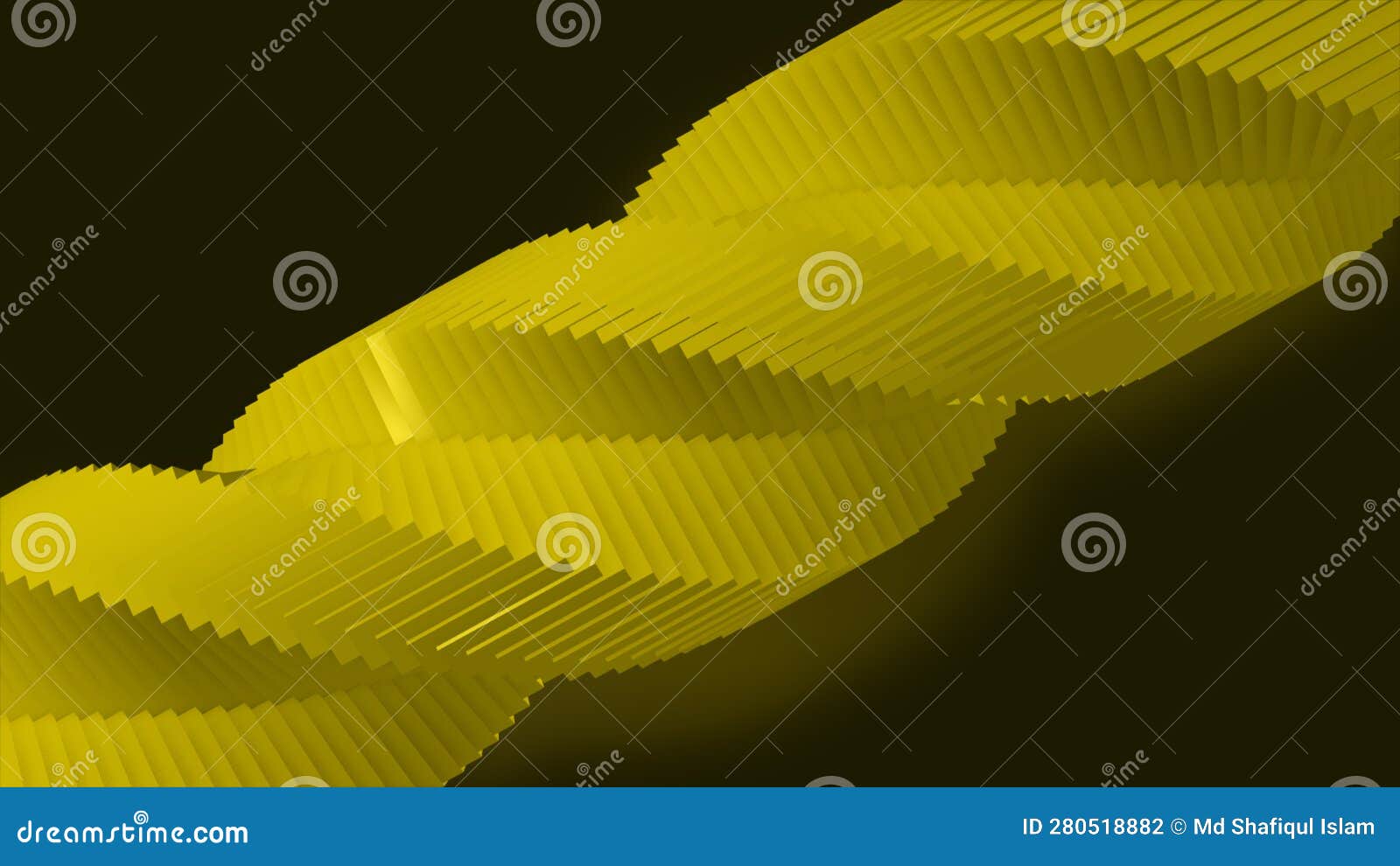 3d Render, Yellow Spiral Twisted Color Form. Computer-generated ...