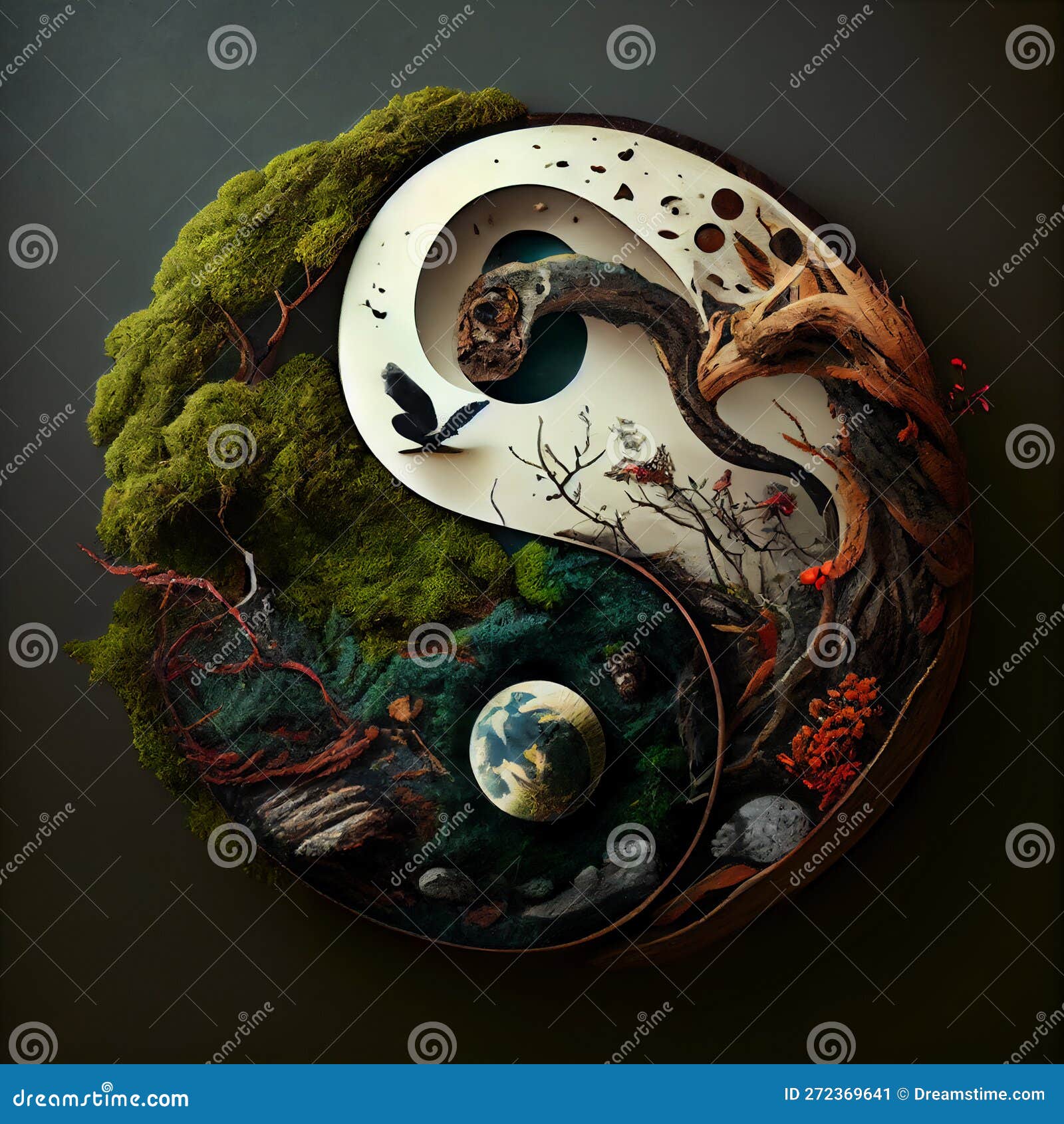 Yin Yang with Nature Elements Stock Illustration - Illustration of unity, shape: 272369641