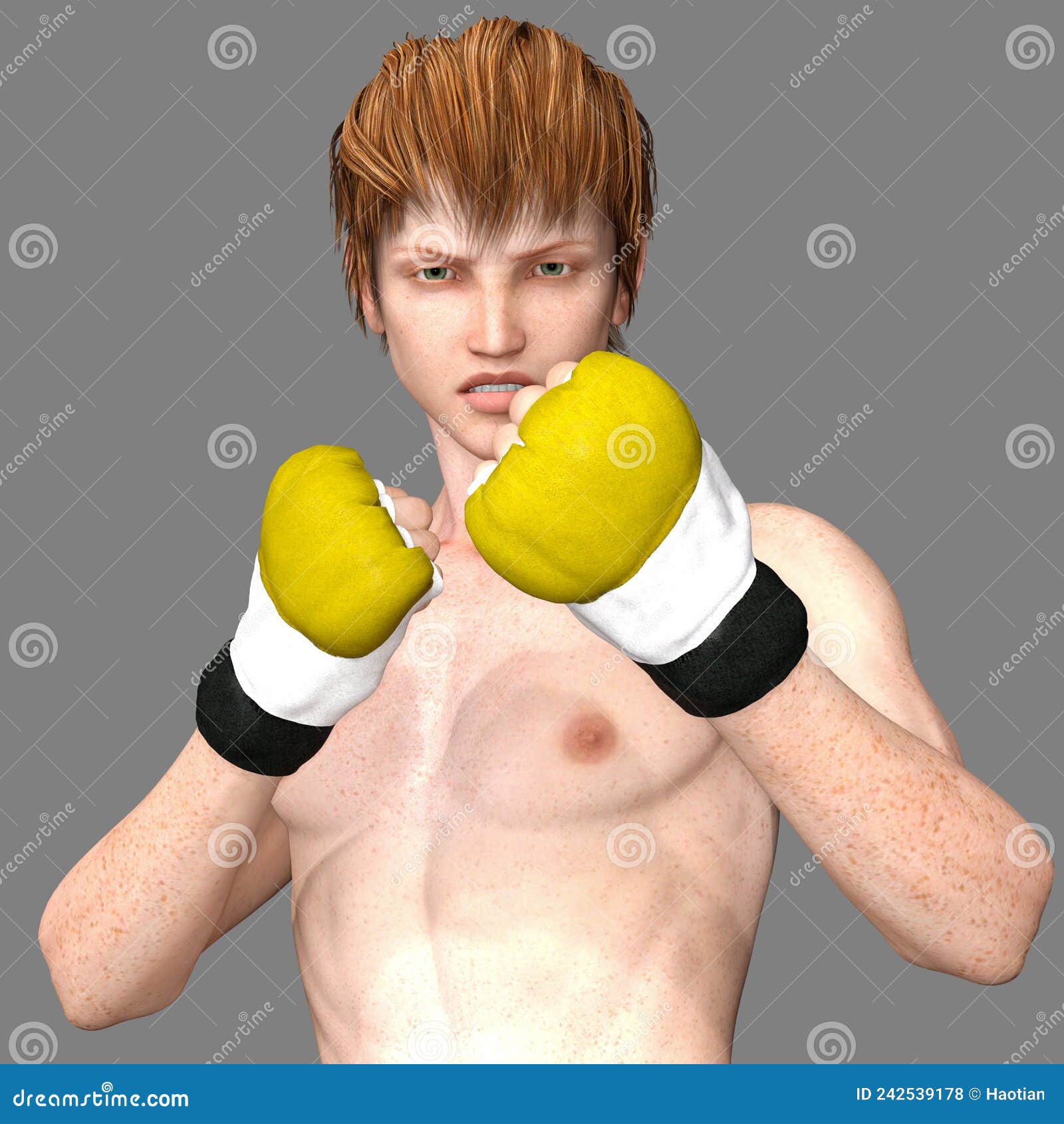 Young MMA Male Fighter 3D Render Stock Illustration - Illustration of ...