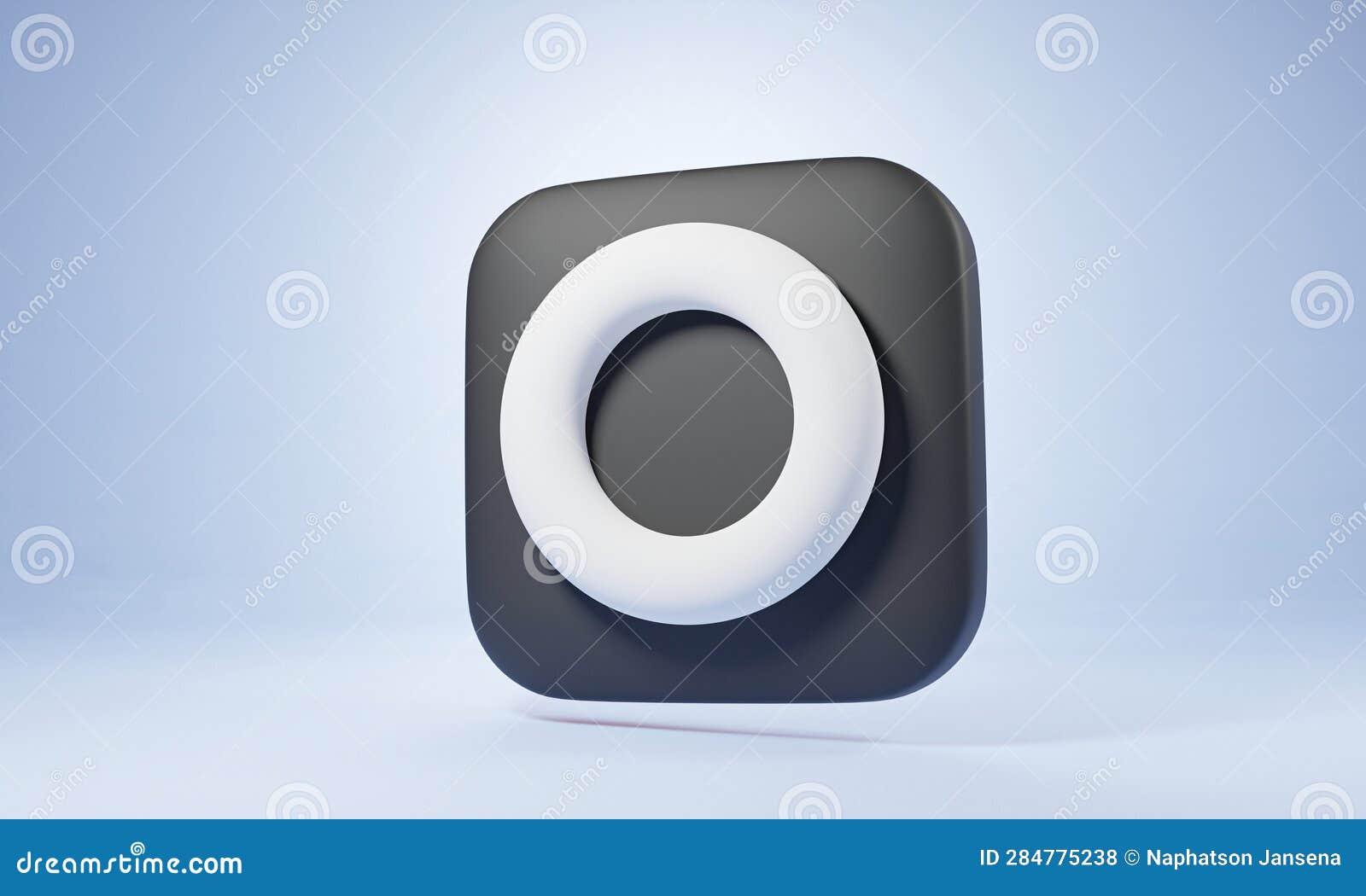 3d Render of Zero or O Sign, Check Mark on Blue Background Stock ...